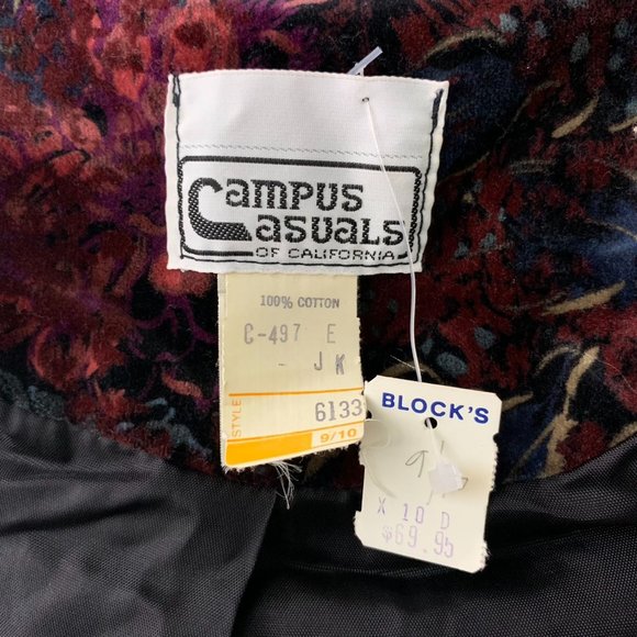 Campus Casuals | Jackets & Coats | Vintage 7s Campus Casuals Velvet ...